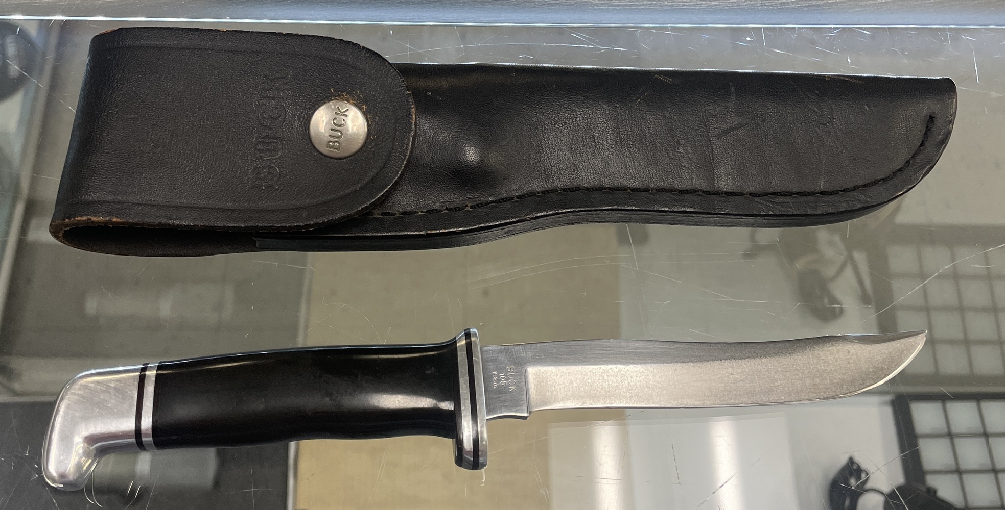 Buck 105 Pathfinder Fixed Blade Knife with Leather Sheath | Pawn ...